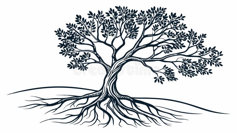 Abstract Geometric Organic Tree with Connected Root System Vector ...
