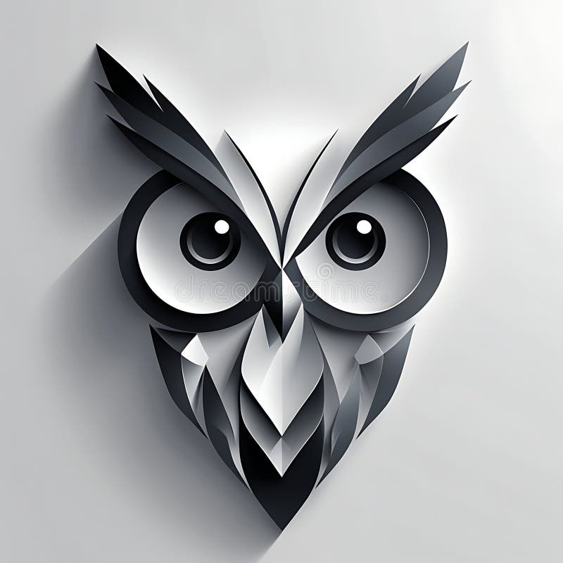Abstract Geometric Owl Design in Grey and Black Stock Illustration ...
