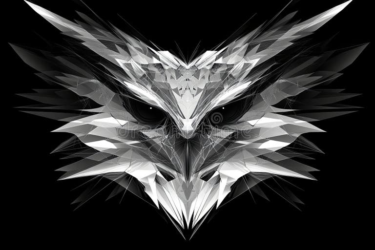 Abstract Geometric Owl Design, Sharp Angles, Monochrome, Fierce ...