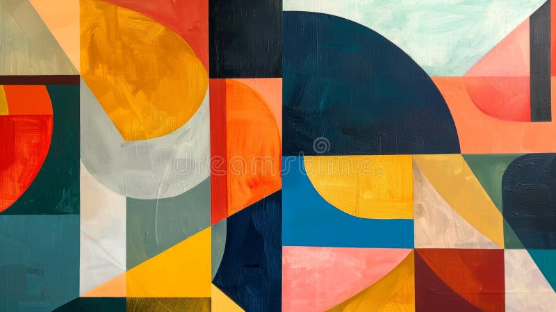 Abstract Geometric Painting with Bold Colors Stock Image - Image of ...