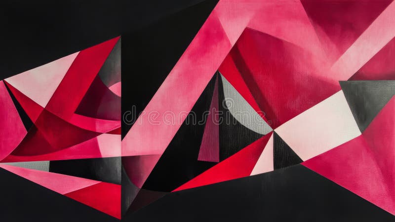 Abstract Geometric Painting with Red and Black Triangles Stock Photo ...