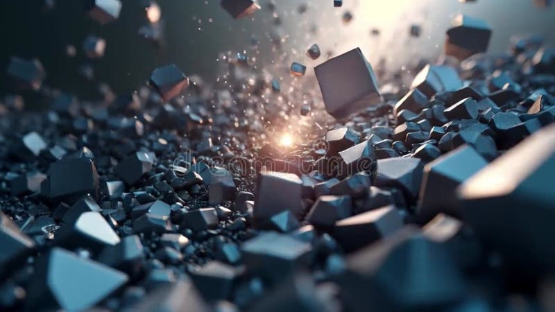 Abstract Geometric Particles Floating Around a Bright Light Source ...