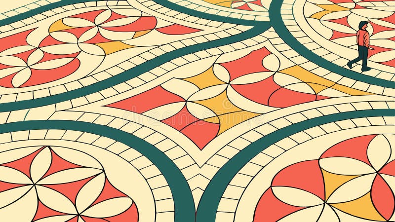 Abstract Geometric Path Tiles Perspective Colorful, Vector Design ...