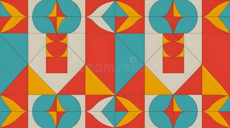 Abstract Geometric Pattern Artwork. Retro Colors Background Stock Photo ... Abstract Geometric Pattern Artwork. Retro Colors Background Stock Photo ...