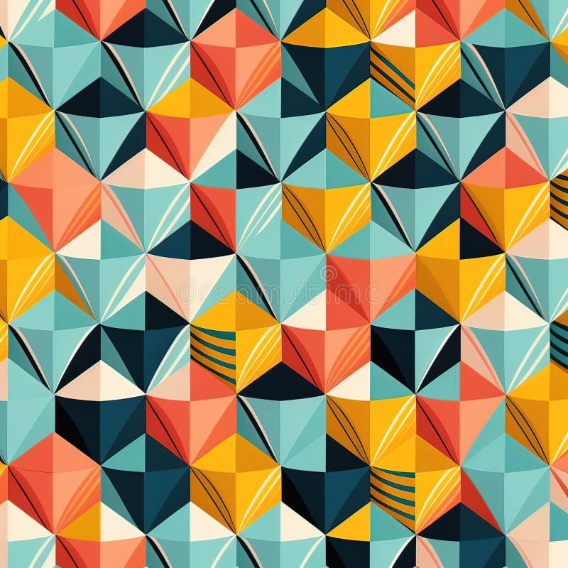 Abstract Geometric Pattern Artwork. Retro Colors Stock Illustration ...