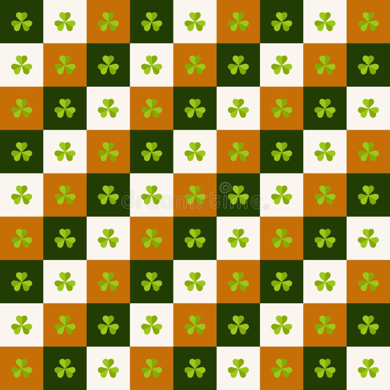 Abstract Geometric Pattern Background with Shamrocks and Squares Stock ...