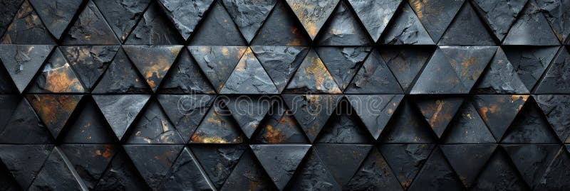 Abstract Geometric Pattern with Black and Gold Triangles, Textured ...