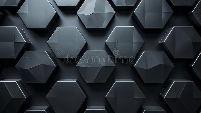 Abstract Geometric Pattern of Black Hexagonal Shapes Stock Illustration ...
