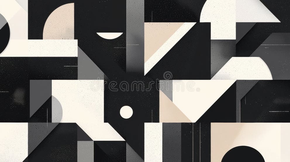 Abstract Geometric Pattern with Black, White, and Beige Shapes. Stock ...