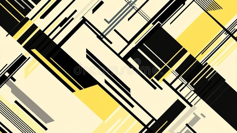 Abstract Geometric Pattern with Black, Yellow, and Gray Stripes on a ...