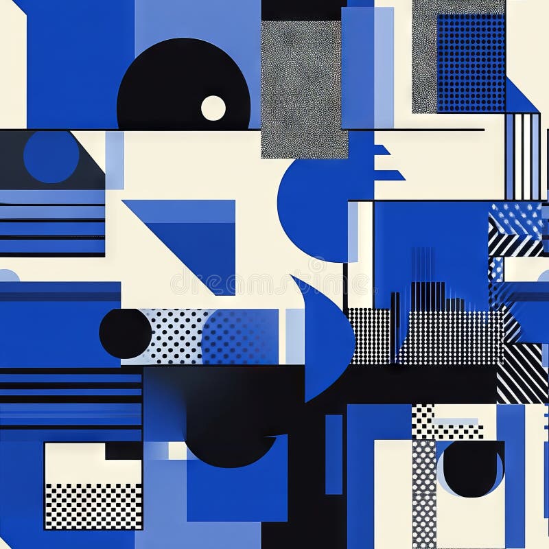 Abstract Geometric Pattern in Blue and Black. Stock Illustration ...