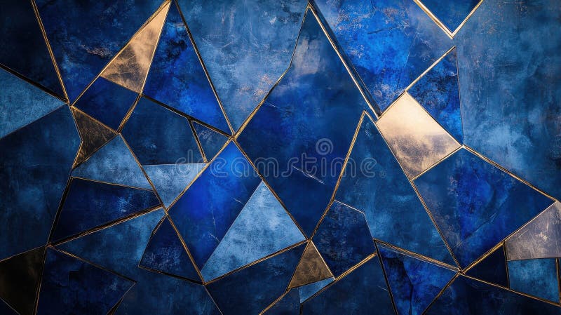 Abstract Geometric Pattern with Blue and Gold Polygon Shapes Stock ...