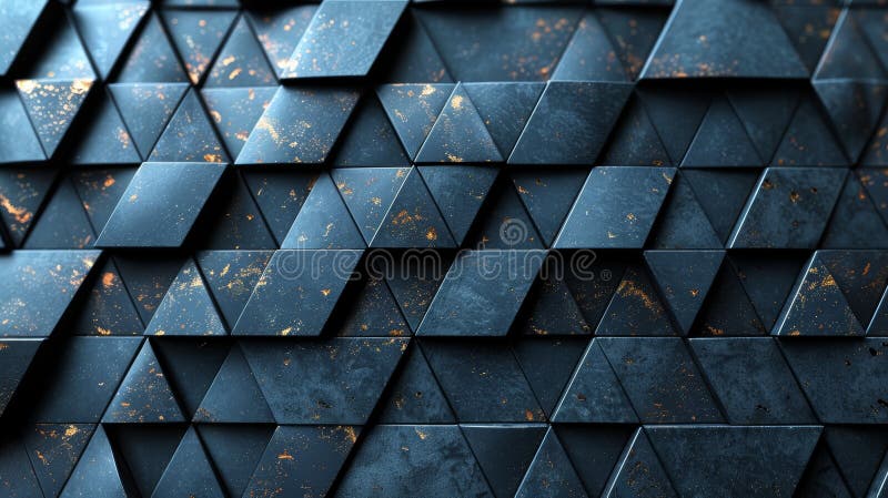 Abstract Geometric Pattern of Blue and Gold Triangles. Modern and ...