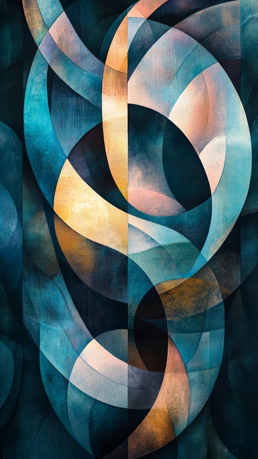 Abstract Geometric Pattern with Blue and Orange Curves Stock Image ...