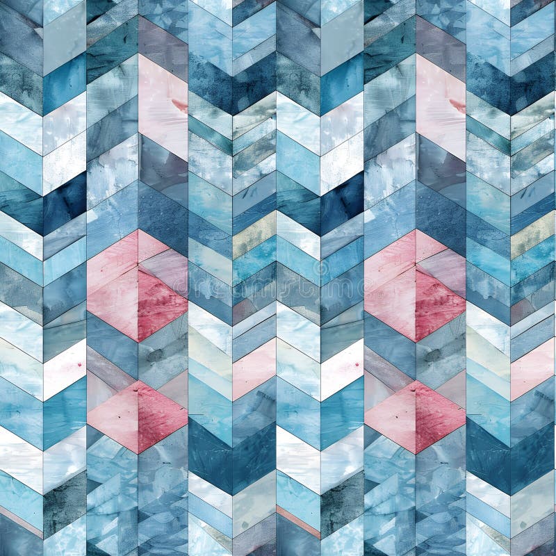 Abstract Geometric Pattern in Blue Pink and White Stock Illustration ...
