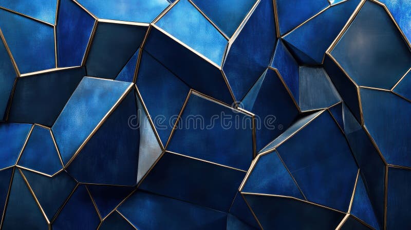 Abstract Geometric Pattern with Blue Polygonal Shapes and Metallic ...