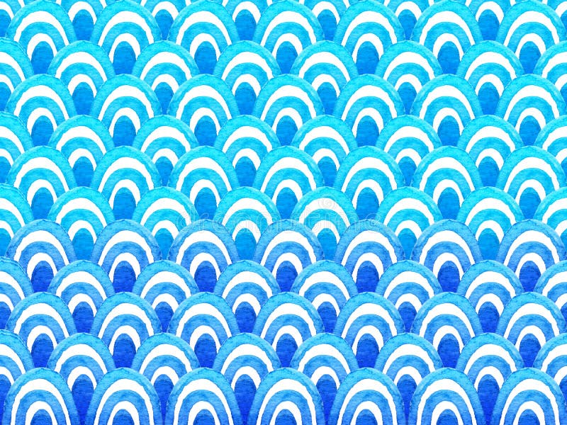 Abstract Geometric Pattern with Blue Watercolor Wave. Sea Background ...