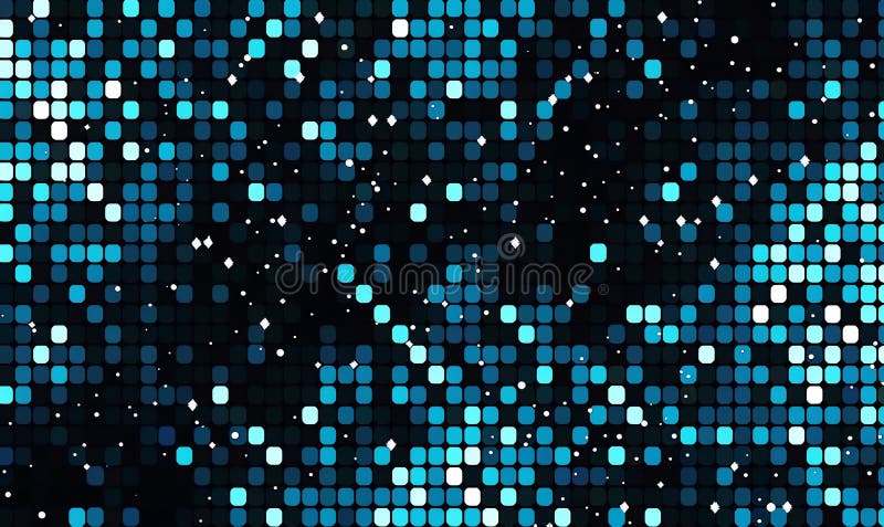 Abstract Geometric Pattern with Blue and White Squares on a Black ...