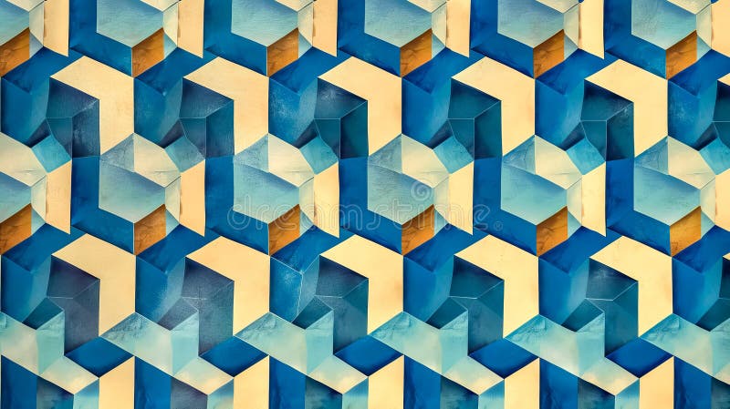 Abstract Geometric Pattern in Blue and Yellow Hues Stock Image - Image ...