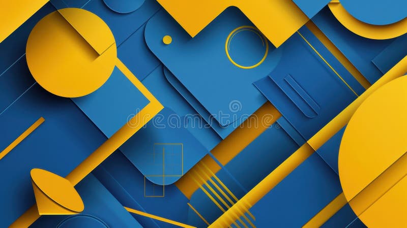 Abstract Geometric Pattern with Blue and Yellow Shapes Stock ...