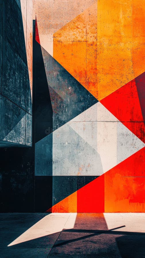 Abstract Geometric Pattern with Bold Colors and Light Play Stock Image ...