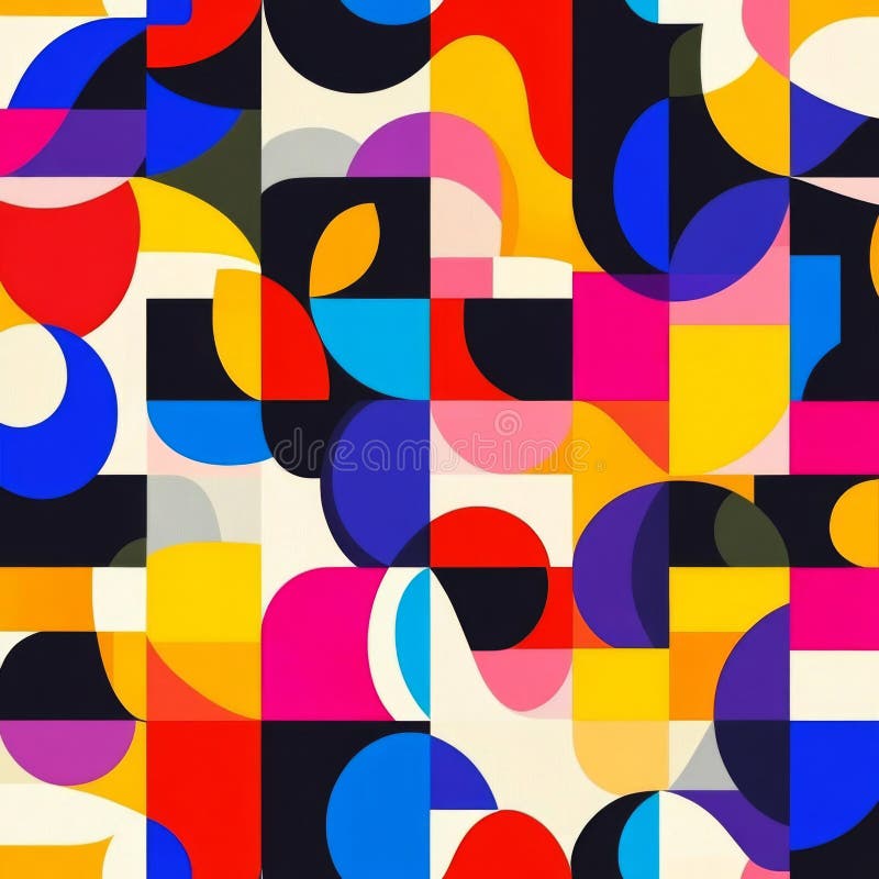 Abstract Geometric Pattern with Bright Colors and Organic Shapes Stock ...