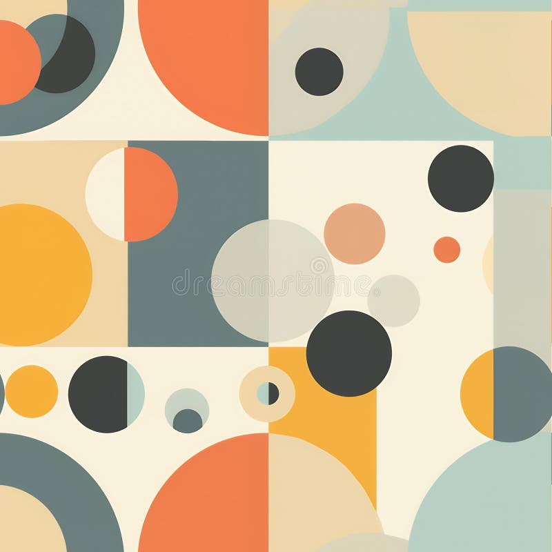 Abstract Geometric Pattern with Circles and Squares Stock Illustration ...