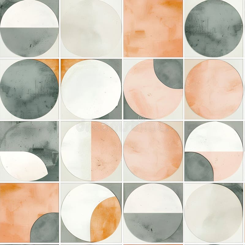 Abstract Geometric Pattern with Circles and Squares in Shades of Grey ...