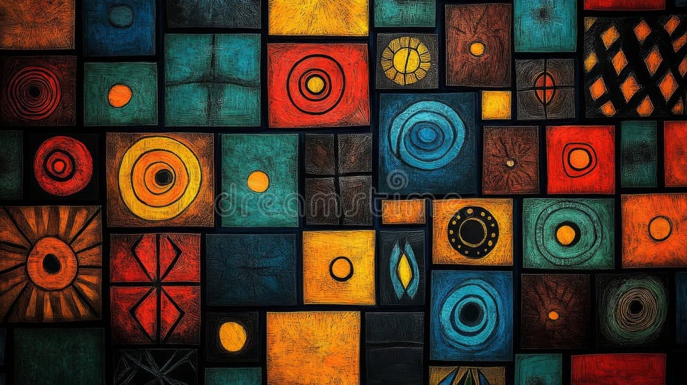 Abstract Geometric Pattern with Circular and Linear Motifs Stock ...