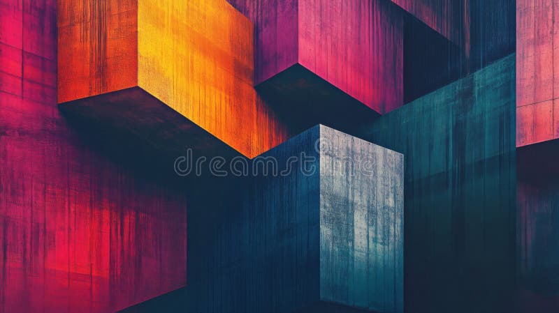 Abstract Geometric Pattern of Colorful Concrete Cubes Stock Illustration - Illustration of ...