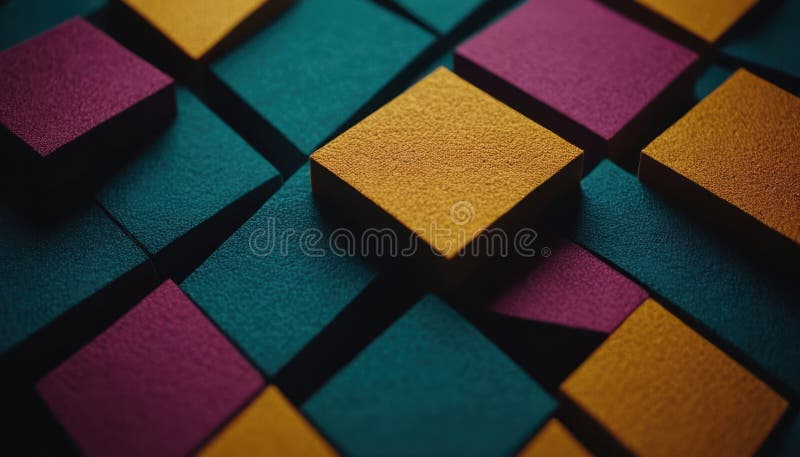 Abstract Geometric Pattern of Colorful Square Blocks Stock Illustration ...