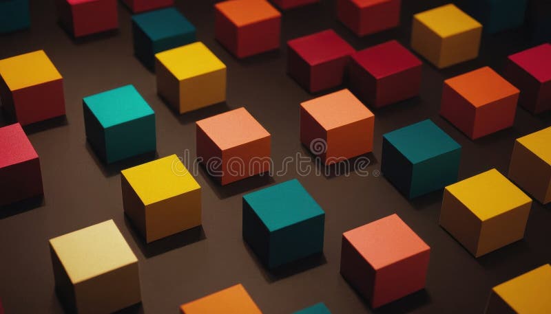 Abstract Geometric Pattern of Colorful Square Blocks Stock Illustration ...