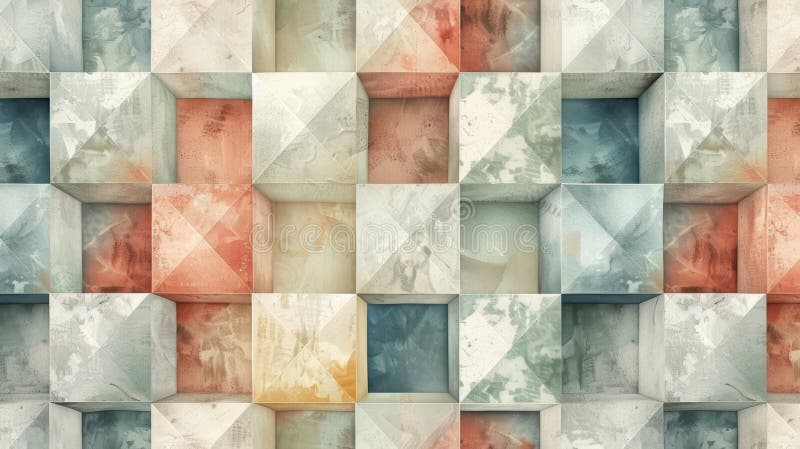 Abstract Geometric Pattern of Colorful Square Tiles with a Pyramid ...