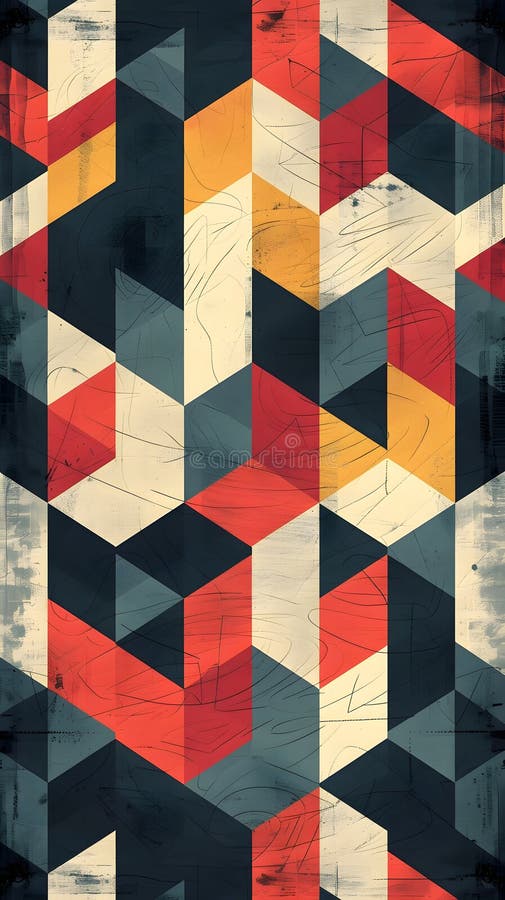 Abstract Geometric Pattern with Colorful Triangles and Cubes Stock ...