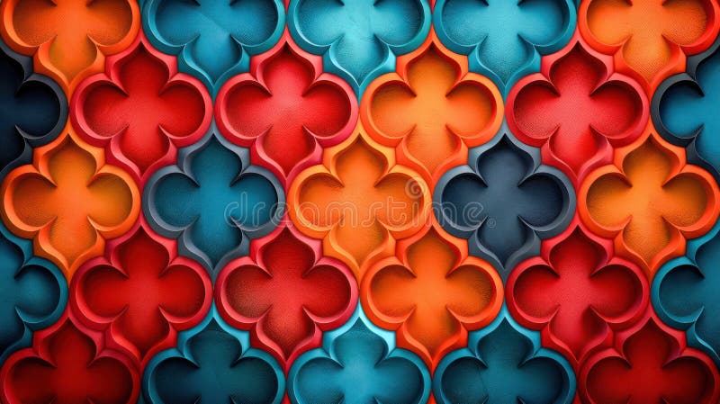 Abstract Geometric Pattern Design, Colorful Interlocking Shapes Create a Visual Harmony and ...