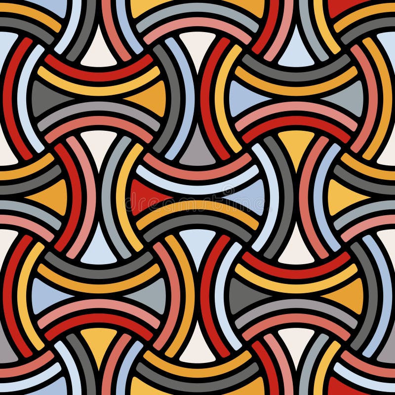 Abstract Geometric Pattern with a Design of Multicolored Curved Stripes ...