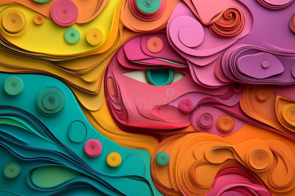 Abstract Geometric Pattern Design: Surreal Neon Paper Lines Stock Photo ...