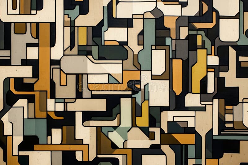 Abstract Geometric Pattern with Earth Tones and Bold Shapes Stock ...