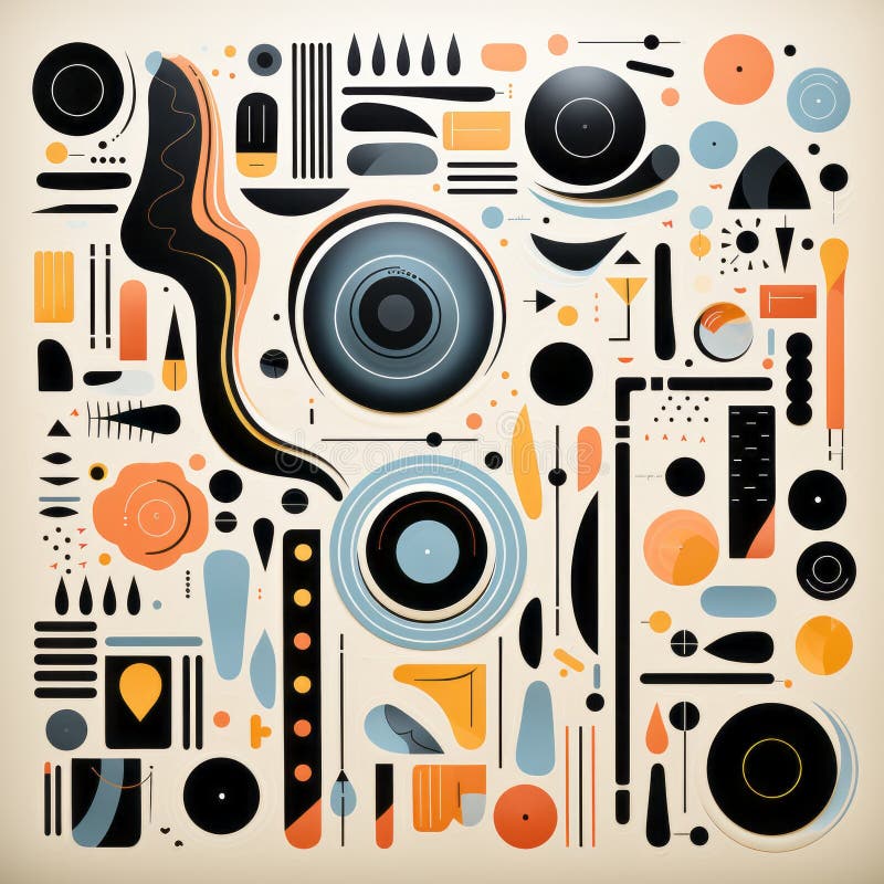 Colorful Abstract Background with Various Shapes and Objects Stock ...