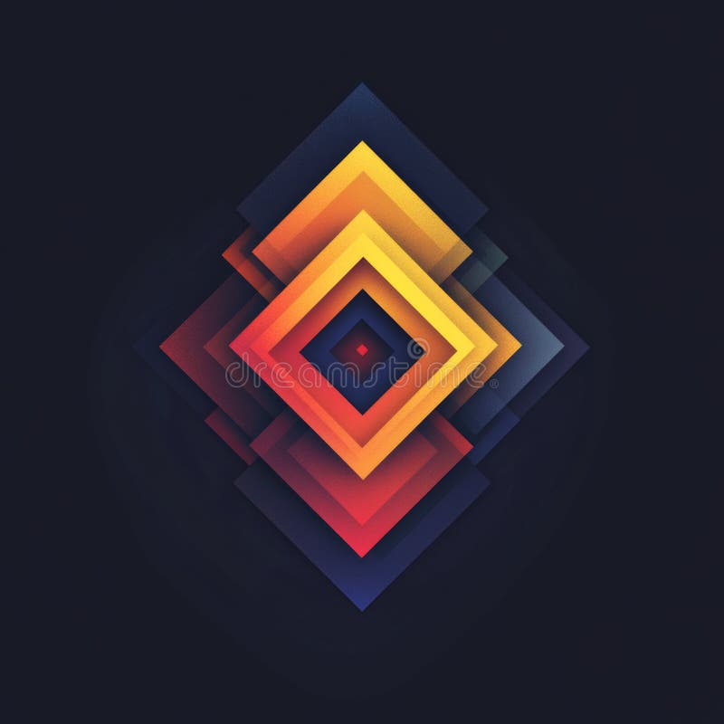 Abstract Geometric Pattern with Red Yellow Orange Squares on Black ...