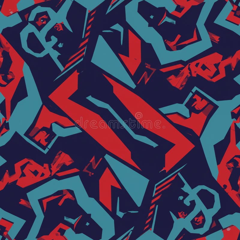 Dark Blue Geometric Graffiti Pattern Stock Illustrations – 801 Dark ...
