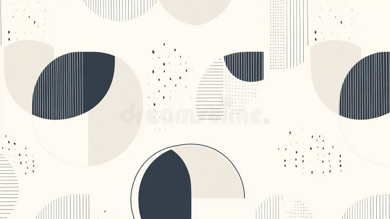Abstract Geometric Pattern Featuring Circles and Lines in Neutral ...