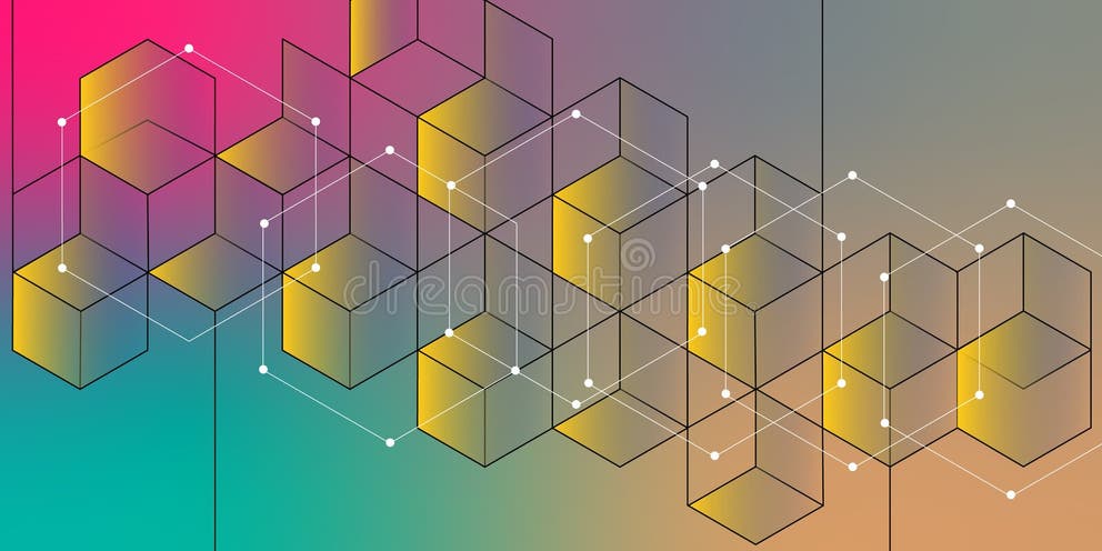 Abstract Geometric Pattern Featuring Interconnected Hexagons and Lines ...
