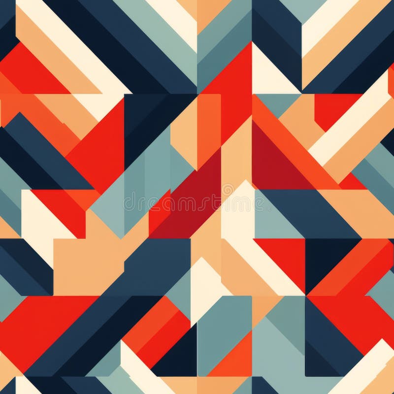 Bold Geometric Pattern in Red and Navy with Triangles and Zigzags Stock ...