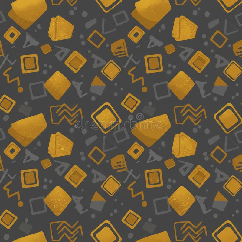 Abstract Geometric Pattern Featuring Orange, Yellow, and Dark Gray Shapes on a Dark Stock ...
