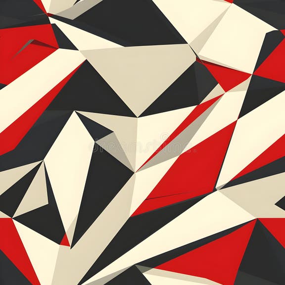 Abstract Geometric Pattern Featuring Red, Black, and Cream Colors Stock ...
