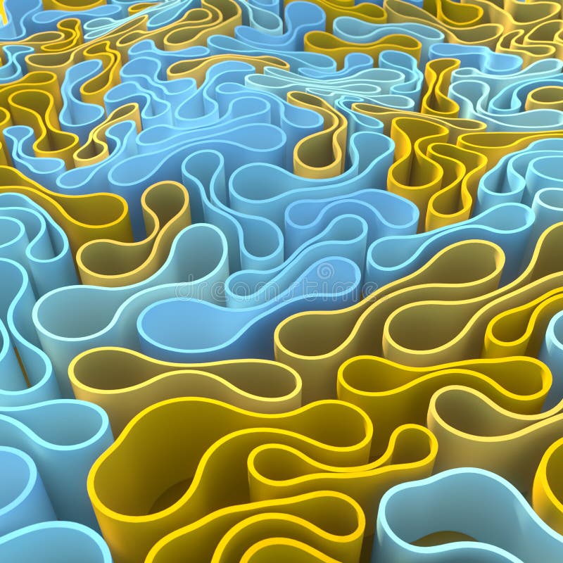 Abstract Geometric Pattern of Flexible Elastic Forms. 3d Rendering ...