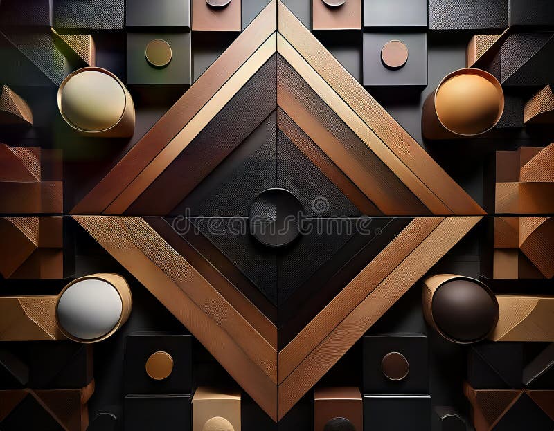 Abstract Geometric Pattern Forming Modern Background Design with Wooden ...