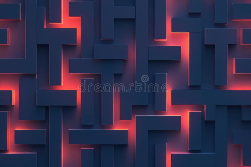 Abstract Geometric Pattern with Glowing Edges in Dark Tones and a ...