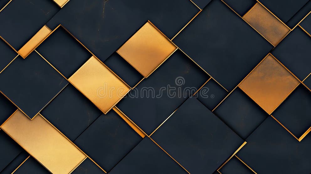 Abstract Geometric Pattern Gold and Black Metallic Surface with ...